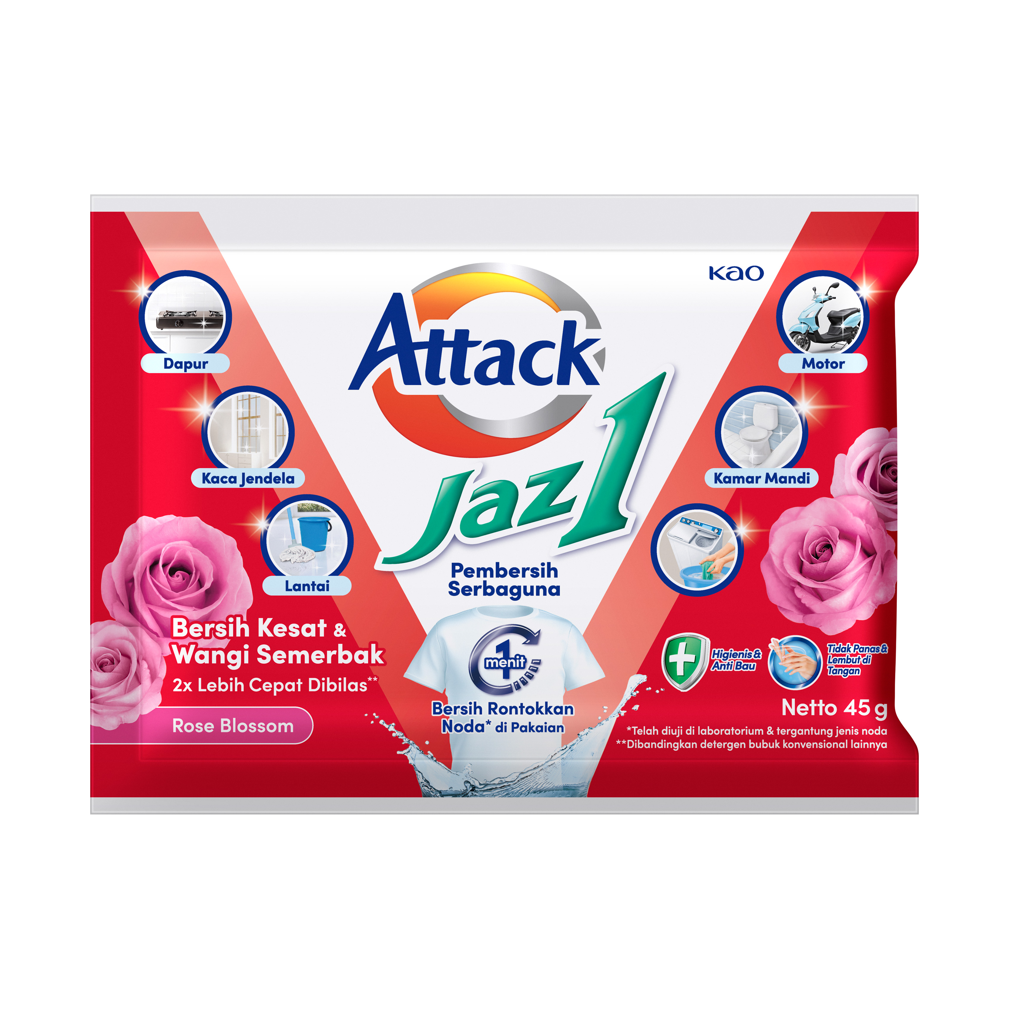 Kao Indonesia | Katalog Produk | Attack Jaz1 Serbaguna Rose Blossom 45g