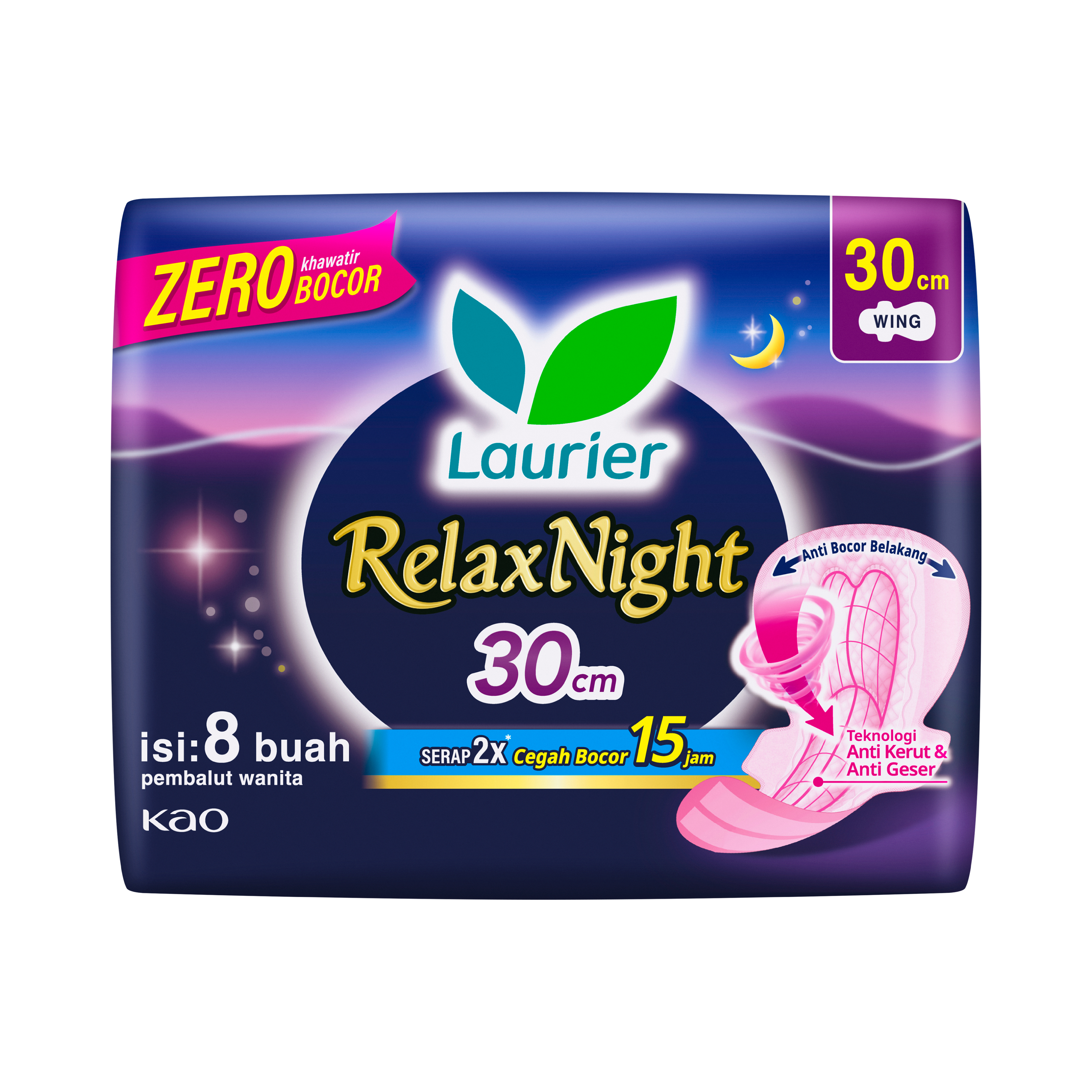 Kao Indonesia | Katalog Produk | Laurier Relax Night 30cm - 8s