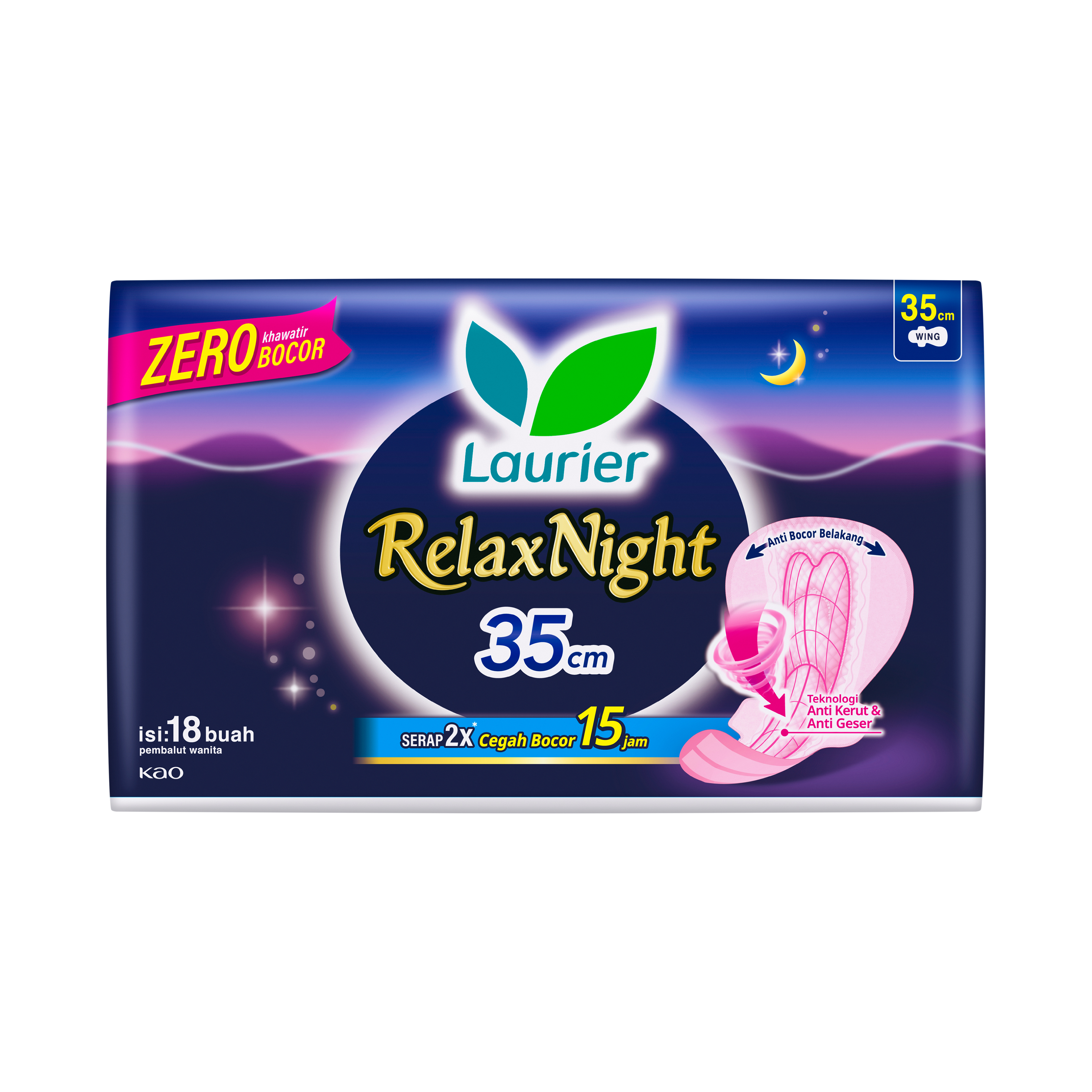 Kao Indonesia | Katalog Produk | Laurier Relax Night 35cm - 18s