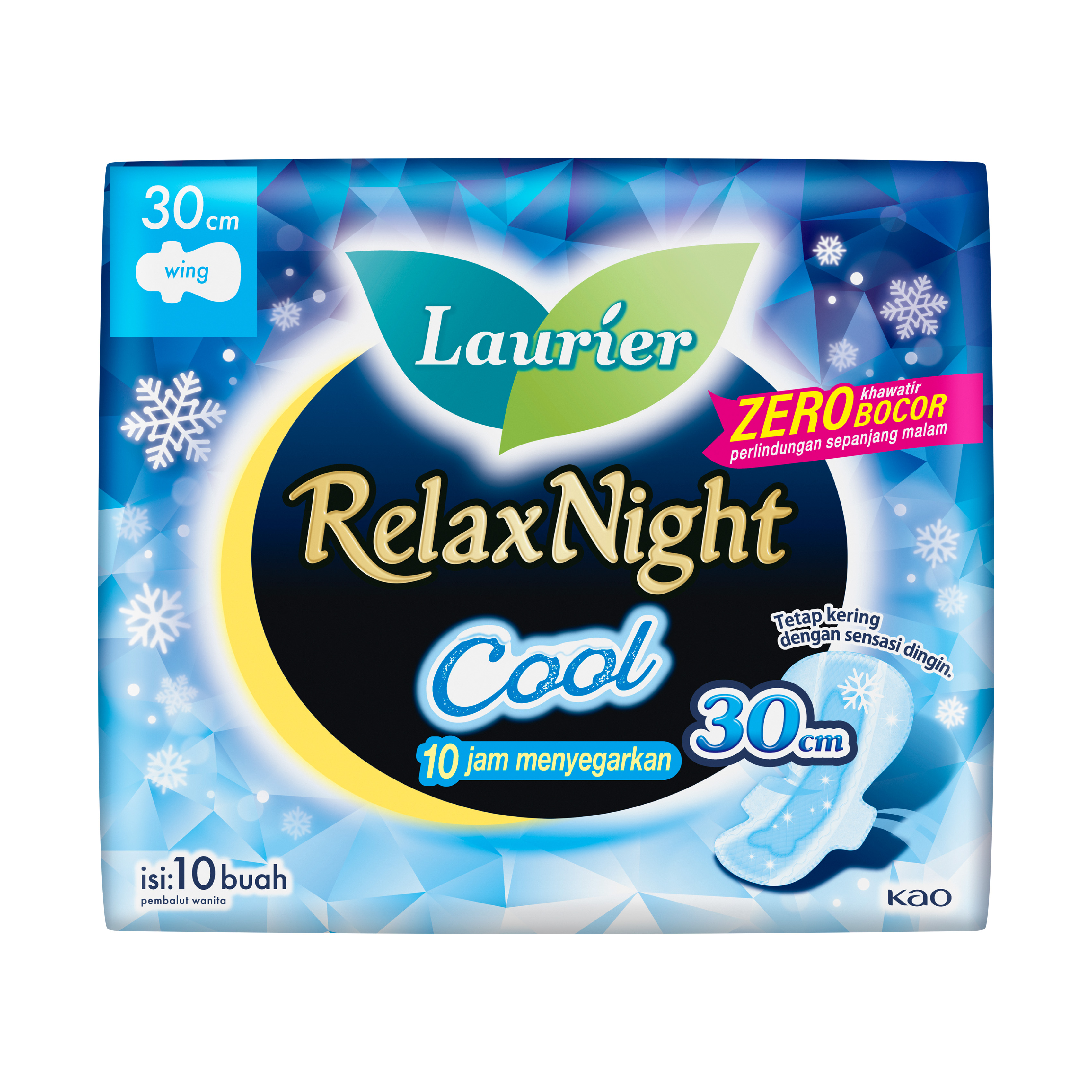 Kao Indonesia | Katalog Produk | Laurier Relax Night Cool 30cm - 10pcs