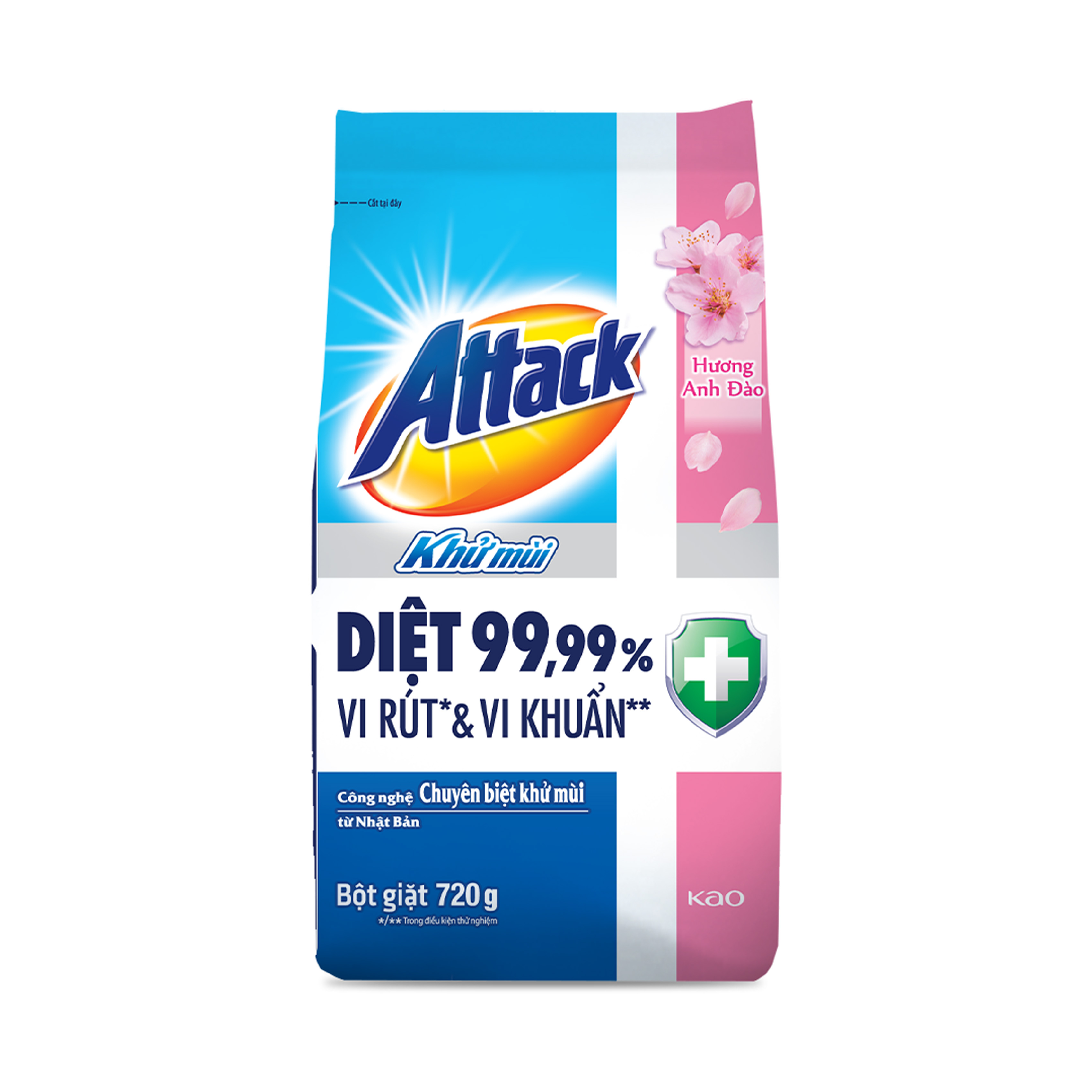 Kao Việt Nam | Catalogue sản phẩm | Bột Giặt Attack Khử Mùi Hương Anh Đào 720g